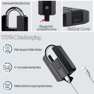 TTlock app smart electronic fingerprint padlock IP67 smart lock ...