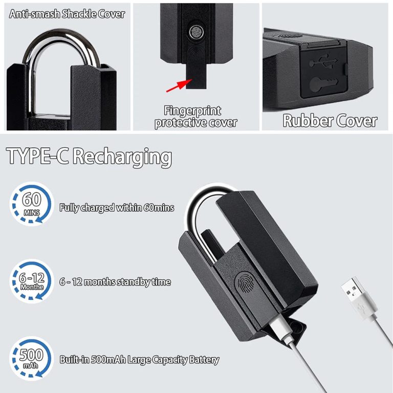 TTlock app smart electronic fingerprint padlock IP67 smart lock ...